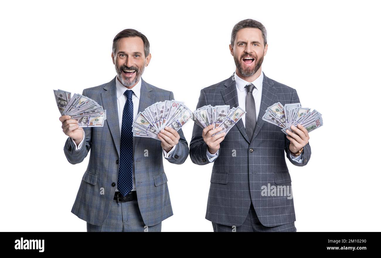 Millionaire Men Smile Hold Money Dollar Photo Of Millionaire Men Hold