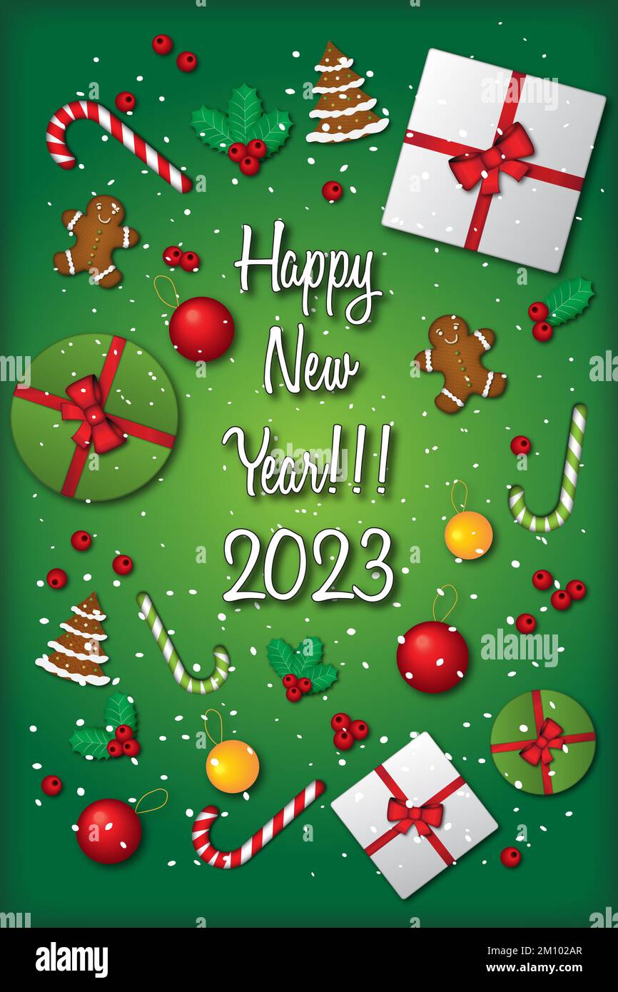 Decorated card for the new year Stock Photo - Alamy