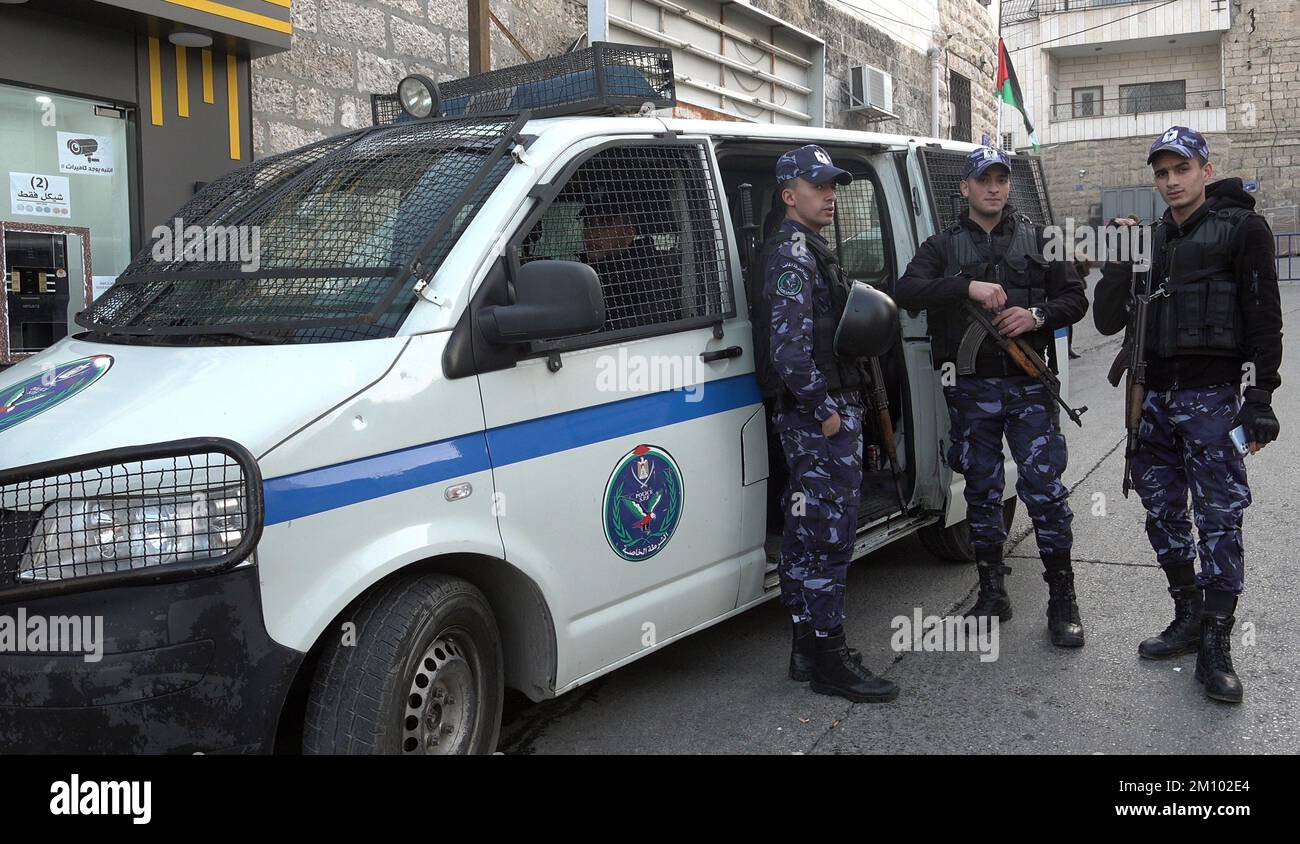 BEIT SAHOUR, ISRAEL - DECEMBER 8: Members of the Palestinian Security ...