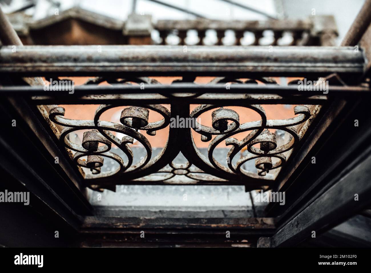 old vintage forged window rails with rust Stock Photo - Alamy