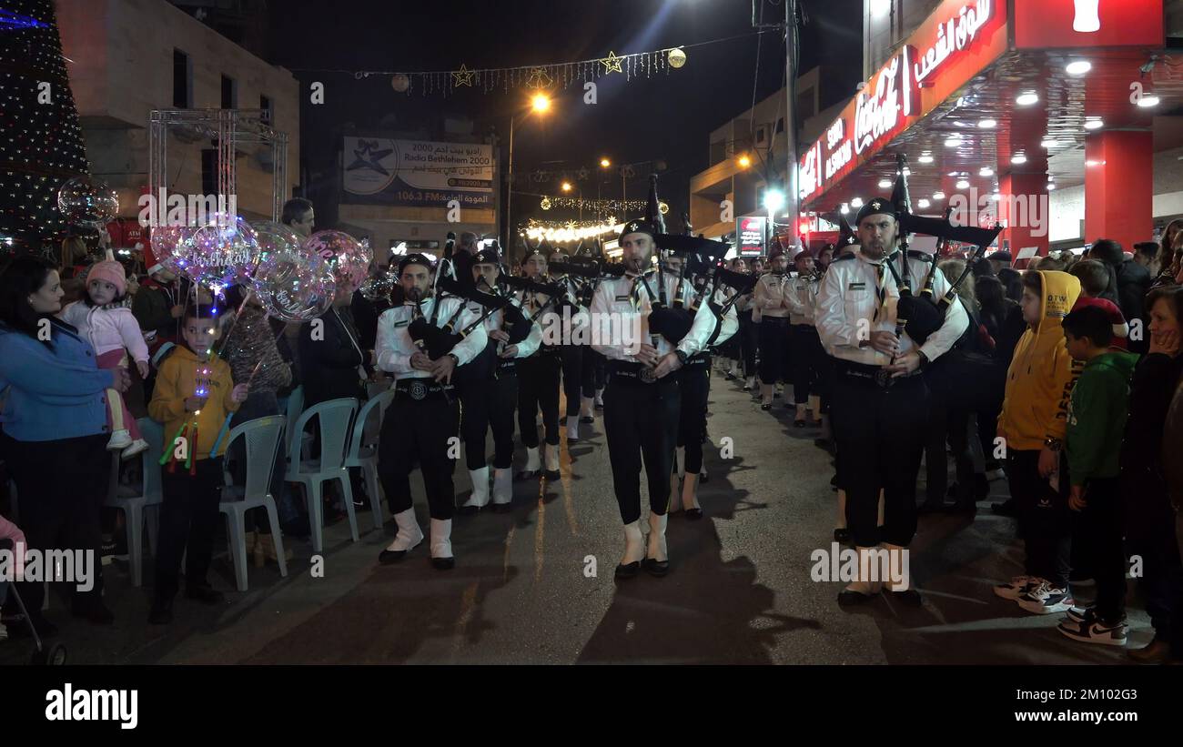 BEIT SAHOUR, ISRAEL - DECEMBER 8: Palestinian Orthodox Scout band play ...