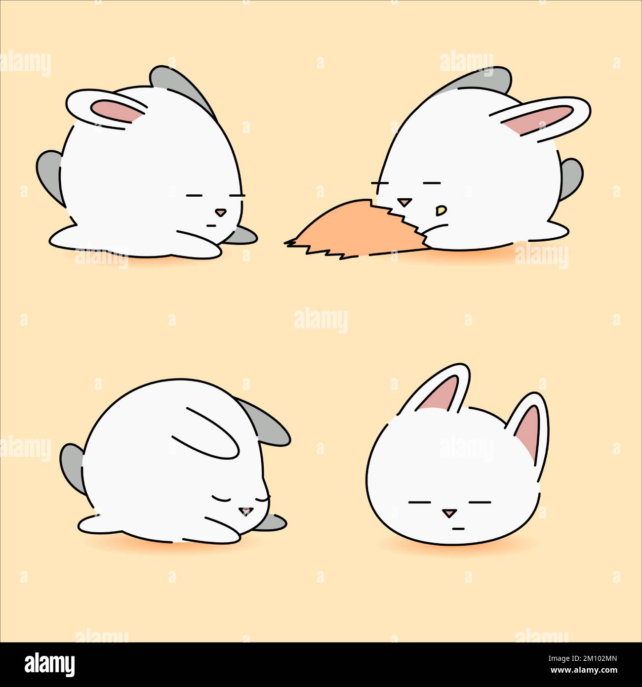 Illustration of lazy bunny expression, rabbit lazy lay on ground ...