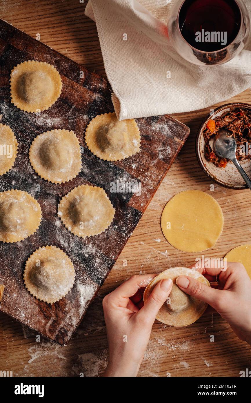 Pasta Making - Ravioli Stock Photo - Alamy