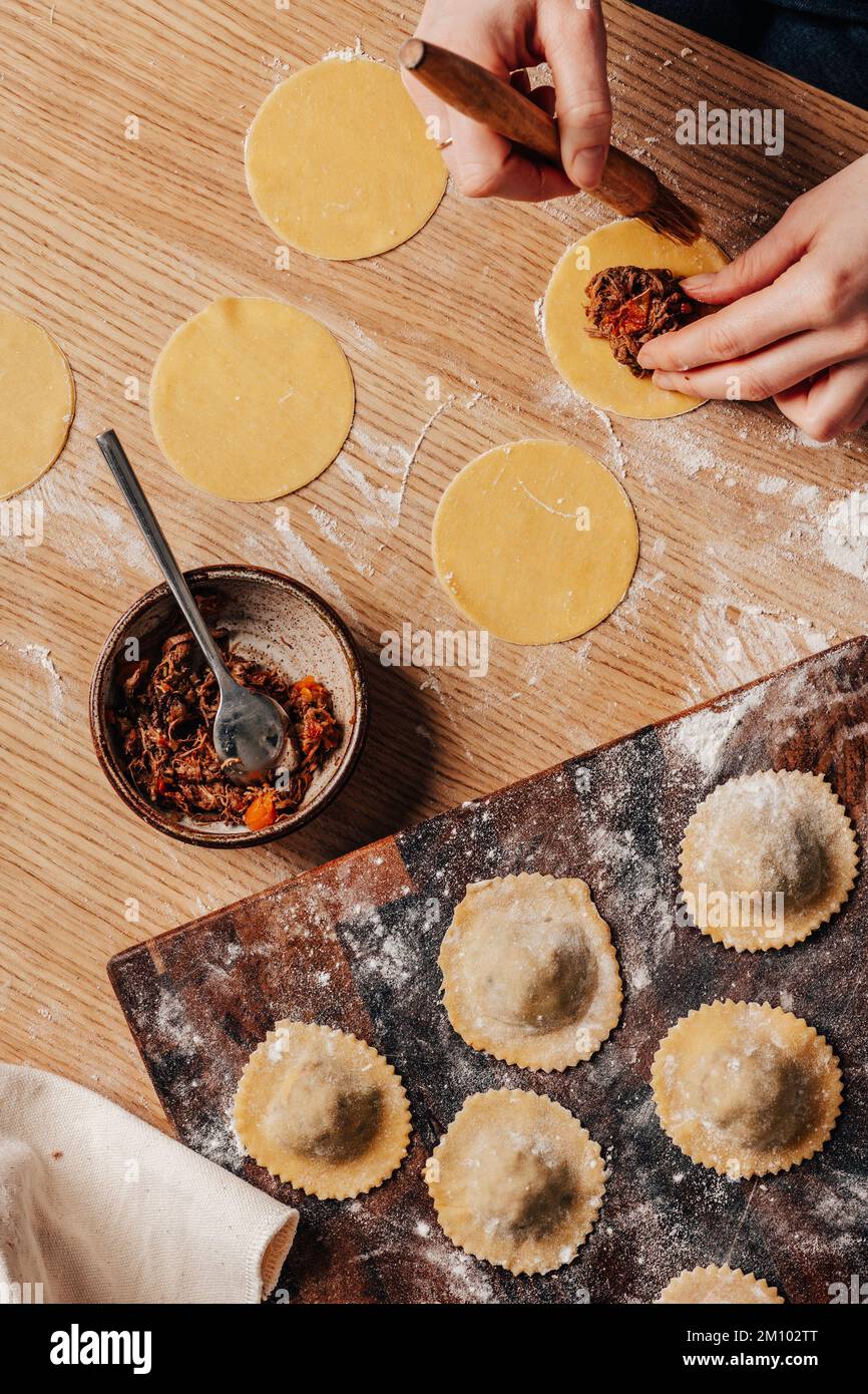 Pasta Making - Ravioli Stock Photo - Alamy