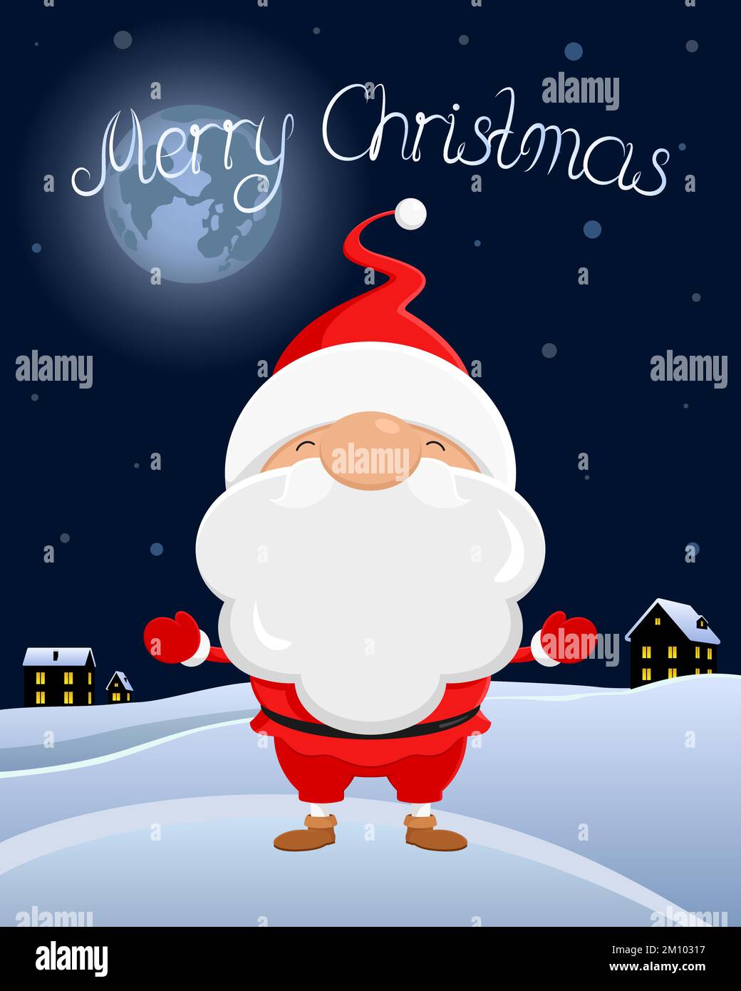 Merry Christmas card. Cartoon style. Vector illustration Stock Vector ...