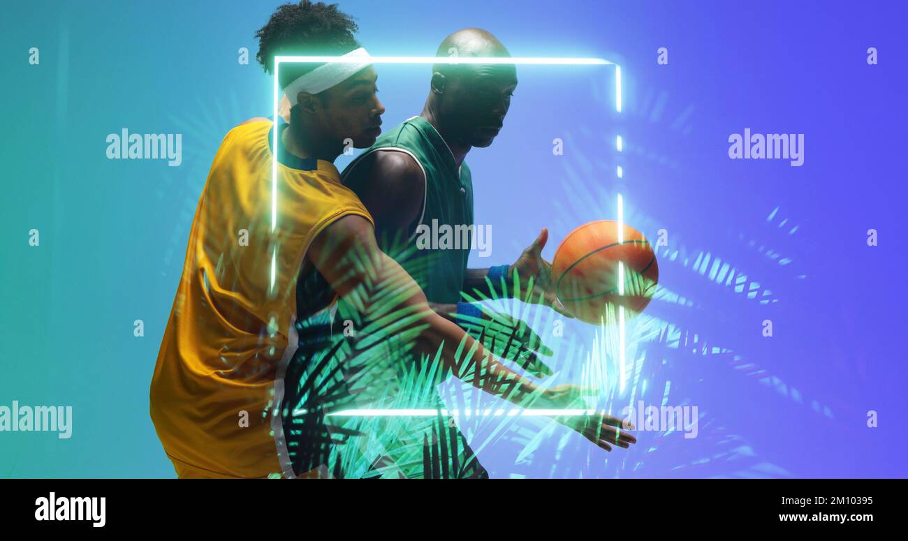 African american players defending basketball ball from opponent by ...