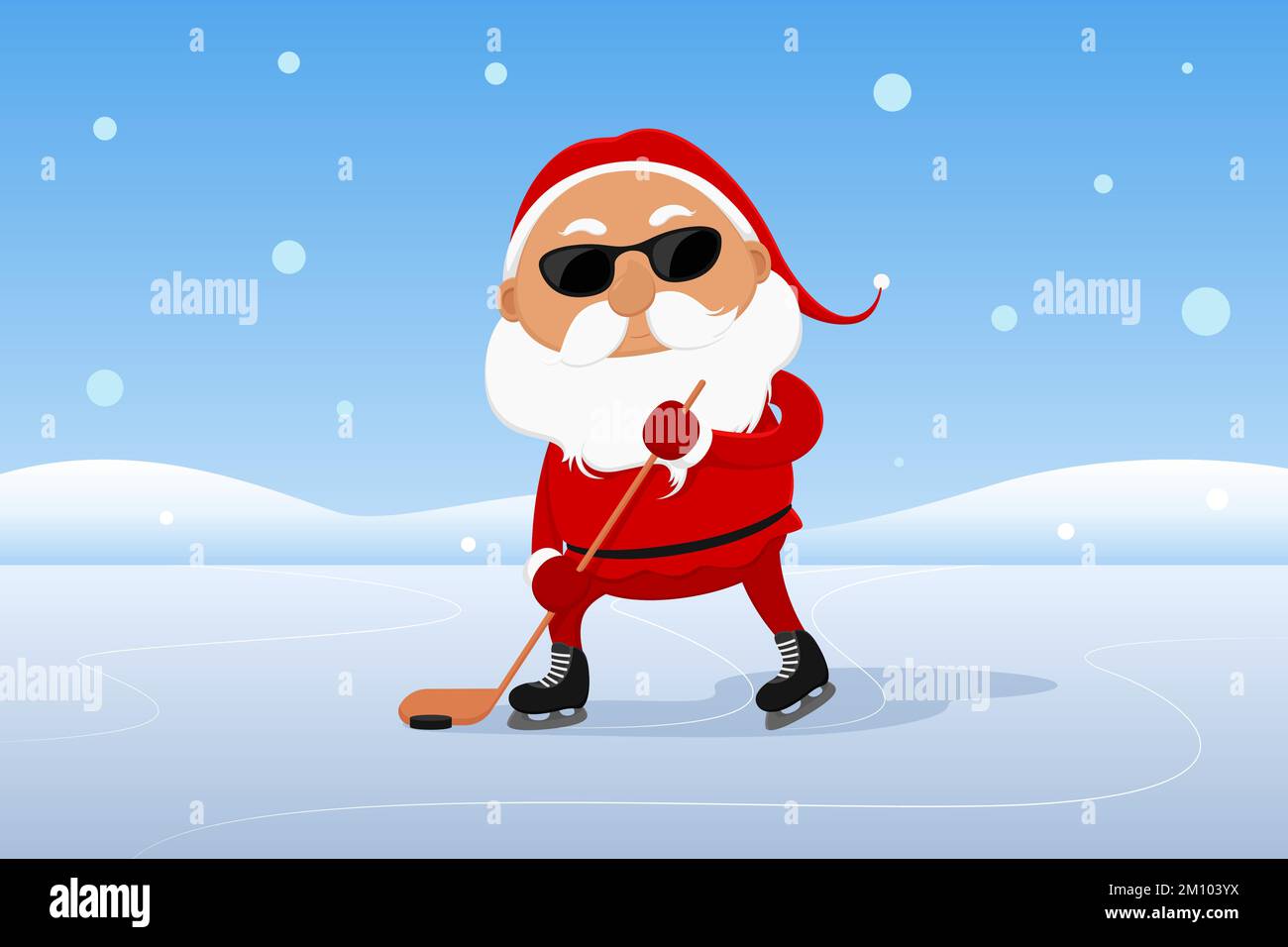 Santa playing ice hockey. Vector illustration Stock Vector Image & Art ...