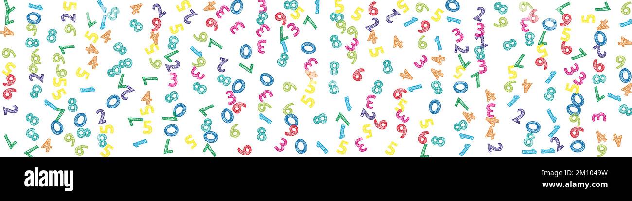 Falling colorful sketch numbers. Math study concept with flying digits ...