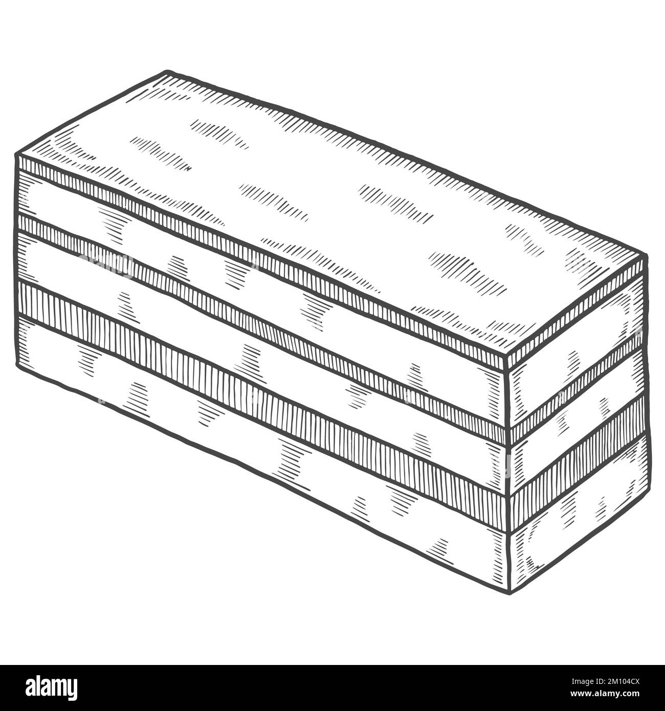 opera cake france dessert snack isolated doodle hand drawn sketch with ...