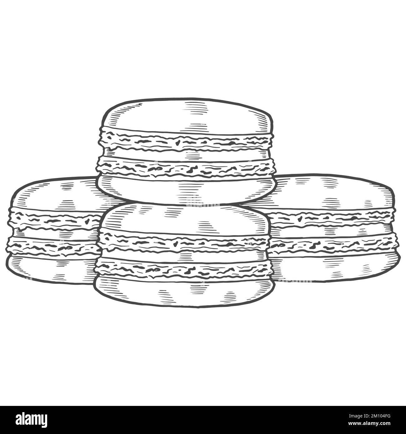 macaron france dessert snack isolated doodle hand drawn sketch with ...