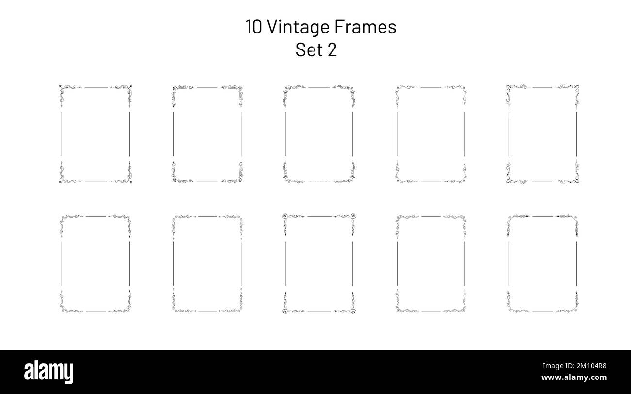 Set of 10 unique retro vintage ornate frames, corner flourishes, set of ...