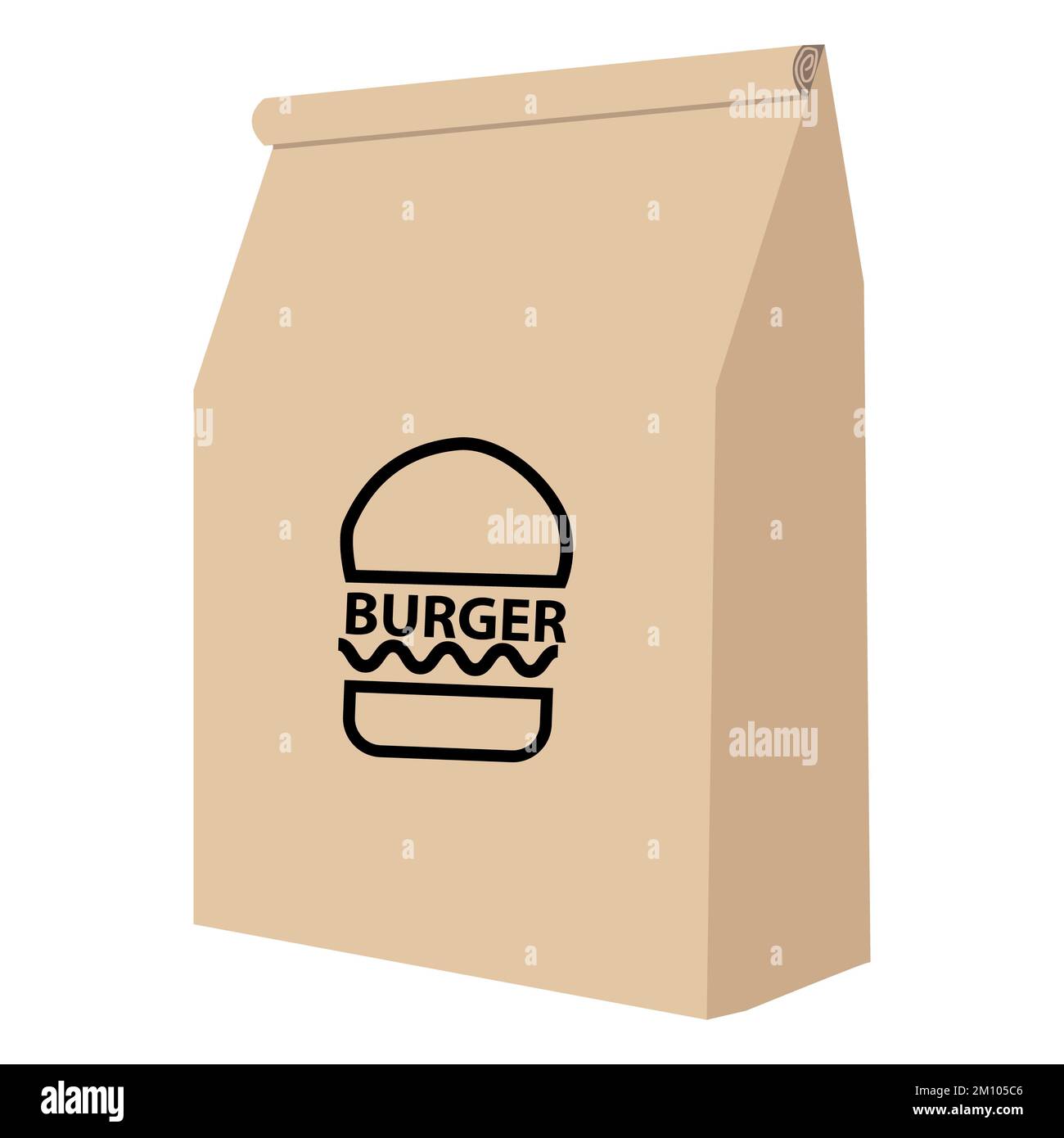 Burger paper bag on white background. Take away fast food sign. Burger ...