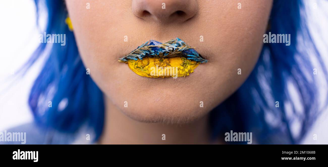 Blue and yellow lips Stock Photo - Alamy