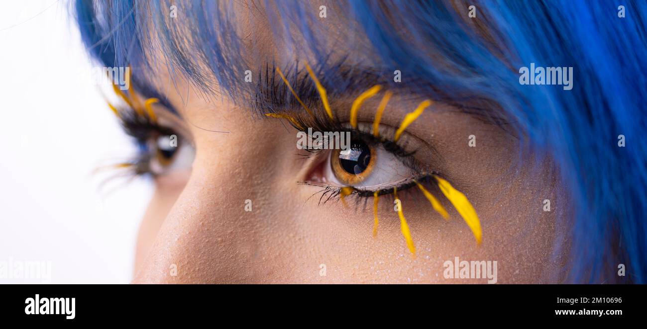 Blue and yellow tones face Stock Photo - Alamy
