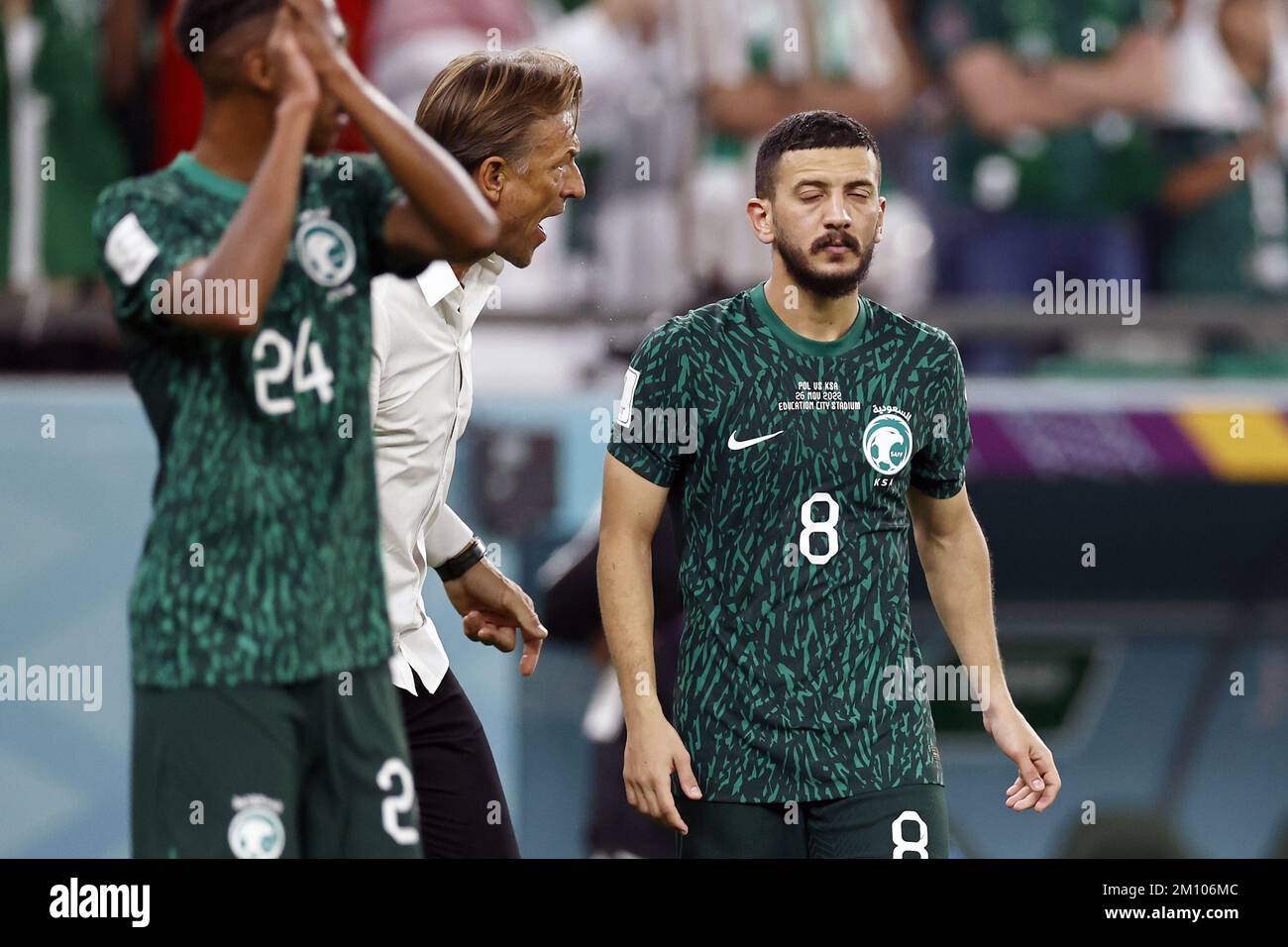 DOHA - (LR) Saudi Arabia coach Herve Renard, Abdulelah Al Malki of ...