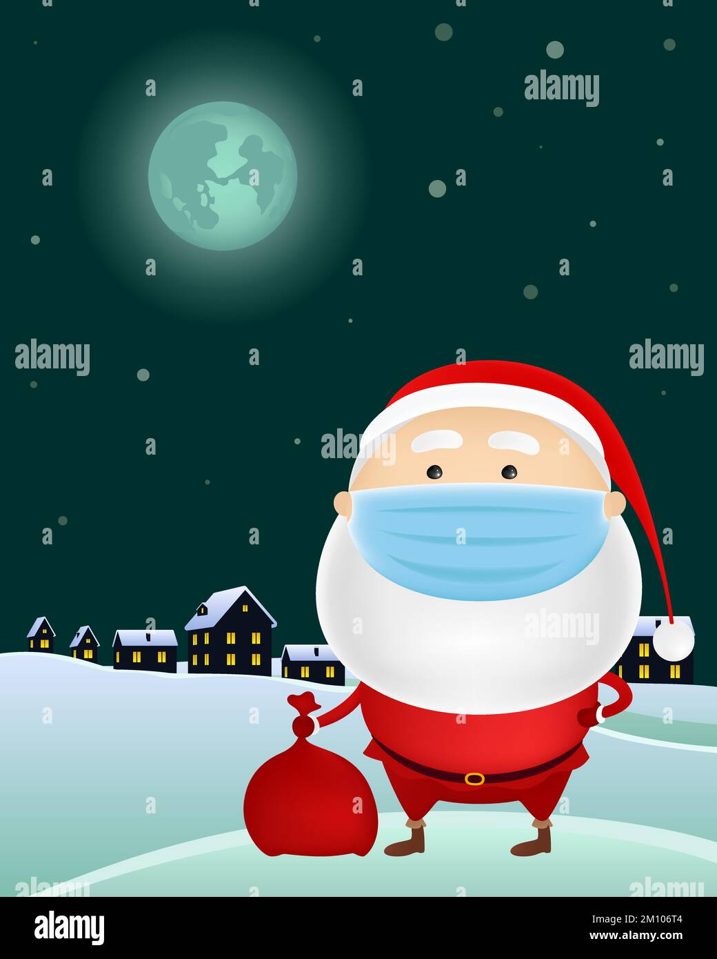 Santa Claus in medical mask. Vector illustration Stock Vector Image ...