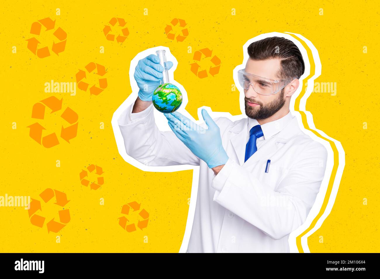 Creative 3d photo collage artwork graphics painting of smart clever guy ...