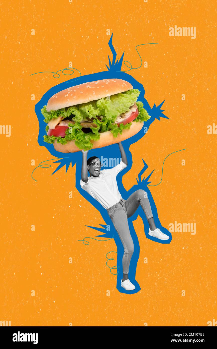 Collage 3d image of pinup pop retro sketch of excited lady guy catching ...