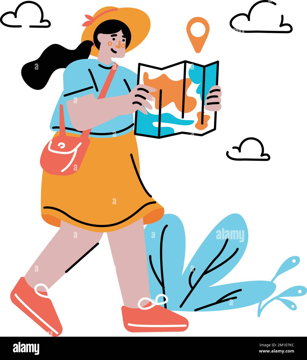 A woman traveling with a map Stock Vector Image & Art - Alamy