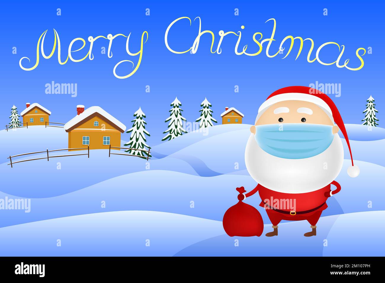 Christmas card. Santa in mask. Vector illustration Stock Vector Image ...