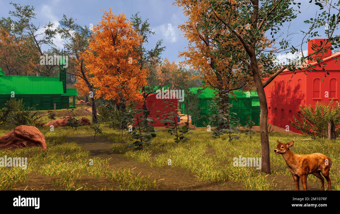 3D rendering. An immersive natural environment. Landscape to illustrate ...