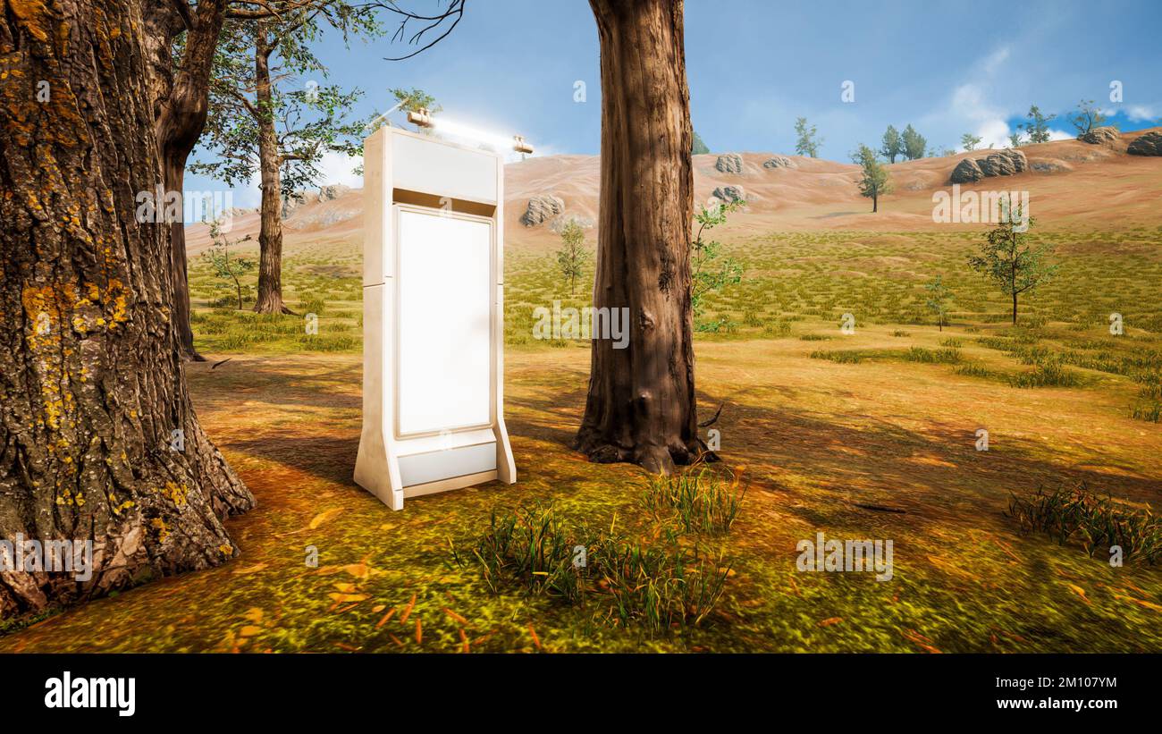 3D rendering. Outside mockup with natural environment, advertising in ...