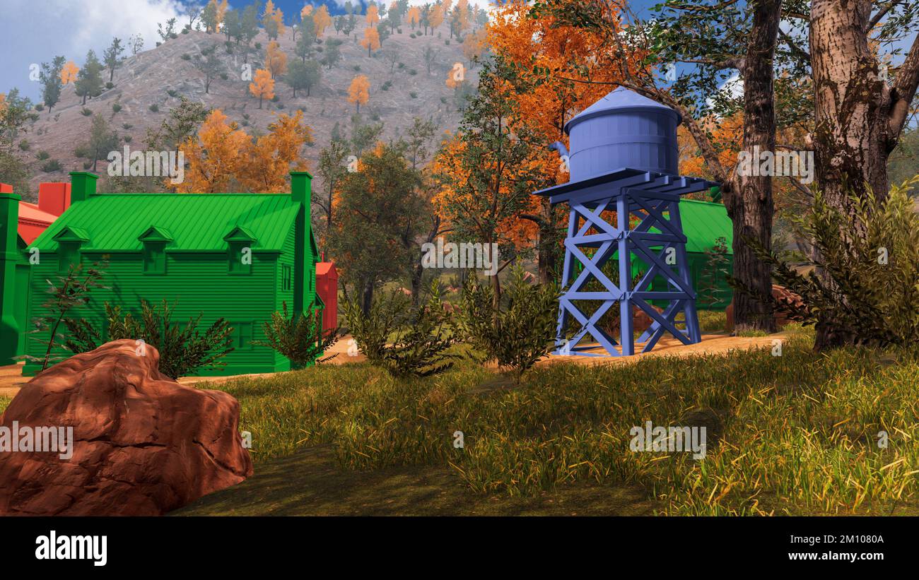 3D rendering. An immersive natural environment. Landscape to illustrate ...