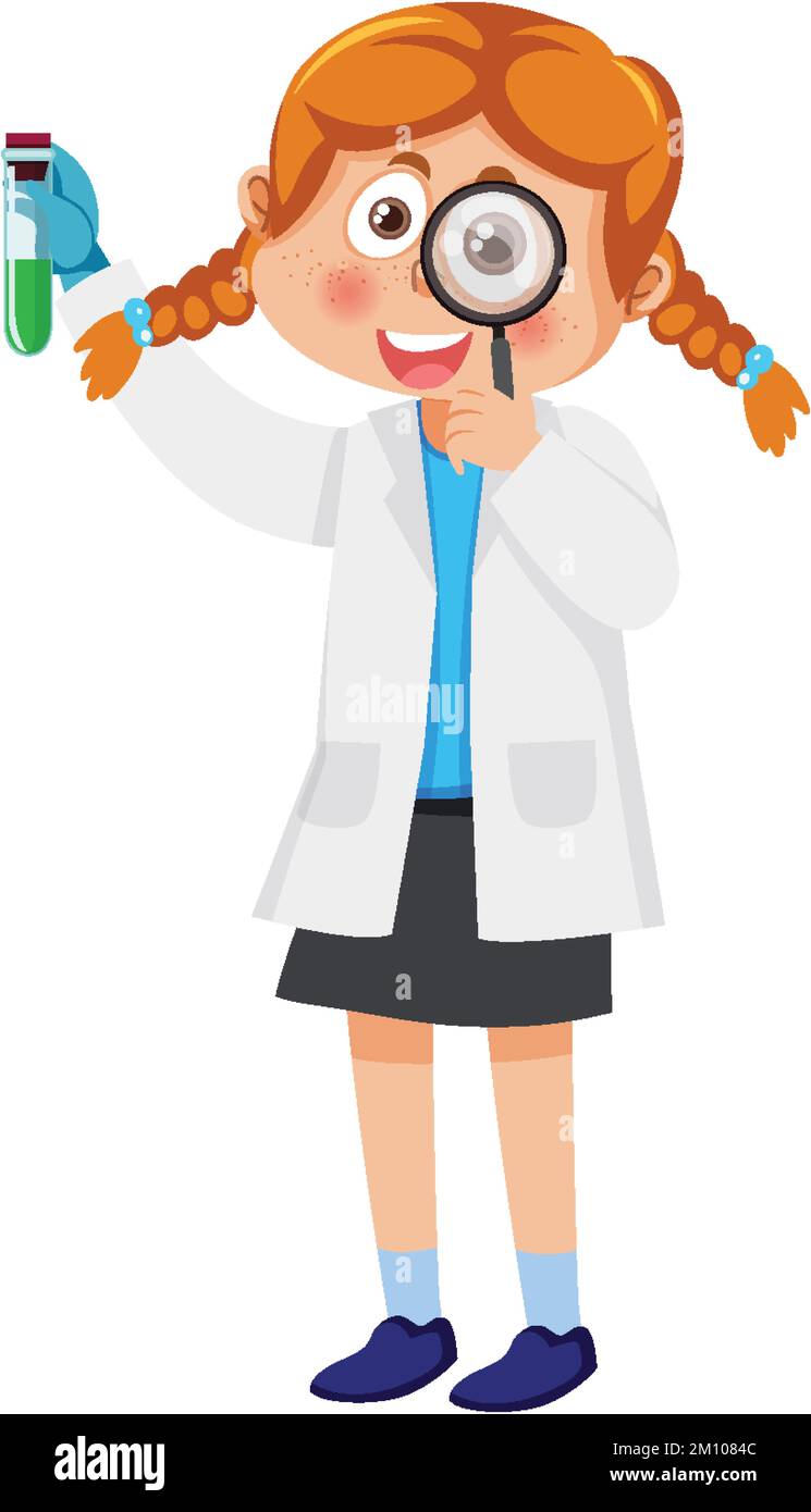 Scientist girl wearing lab coat illustration Stock Vector Image & Art ...