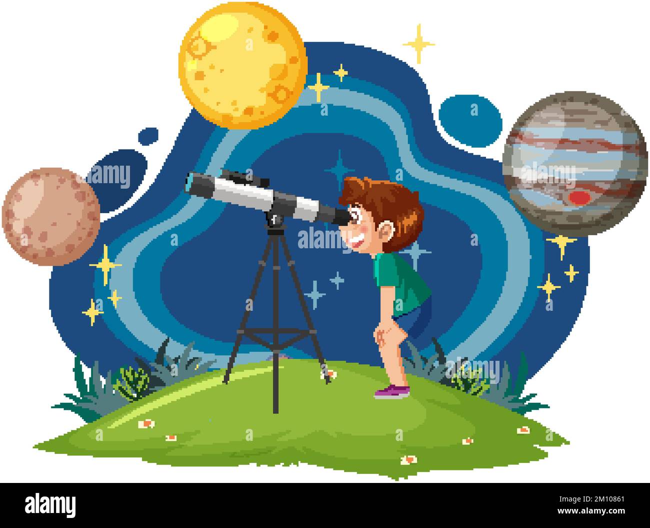 Astronomy kids in cartoon style illustration Stock Vector Image & Art ...