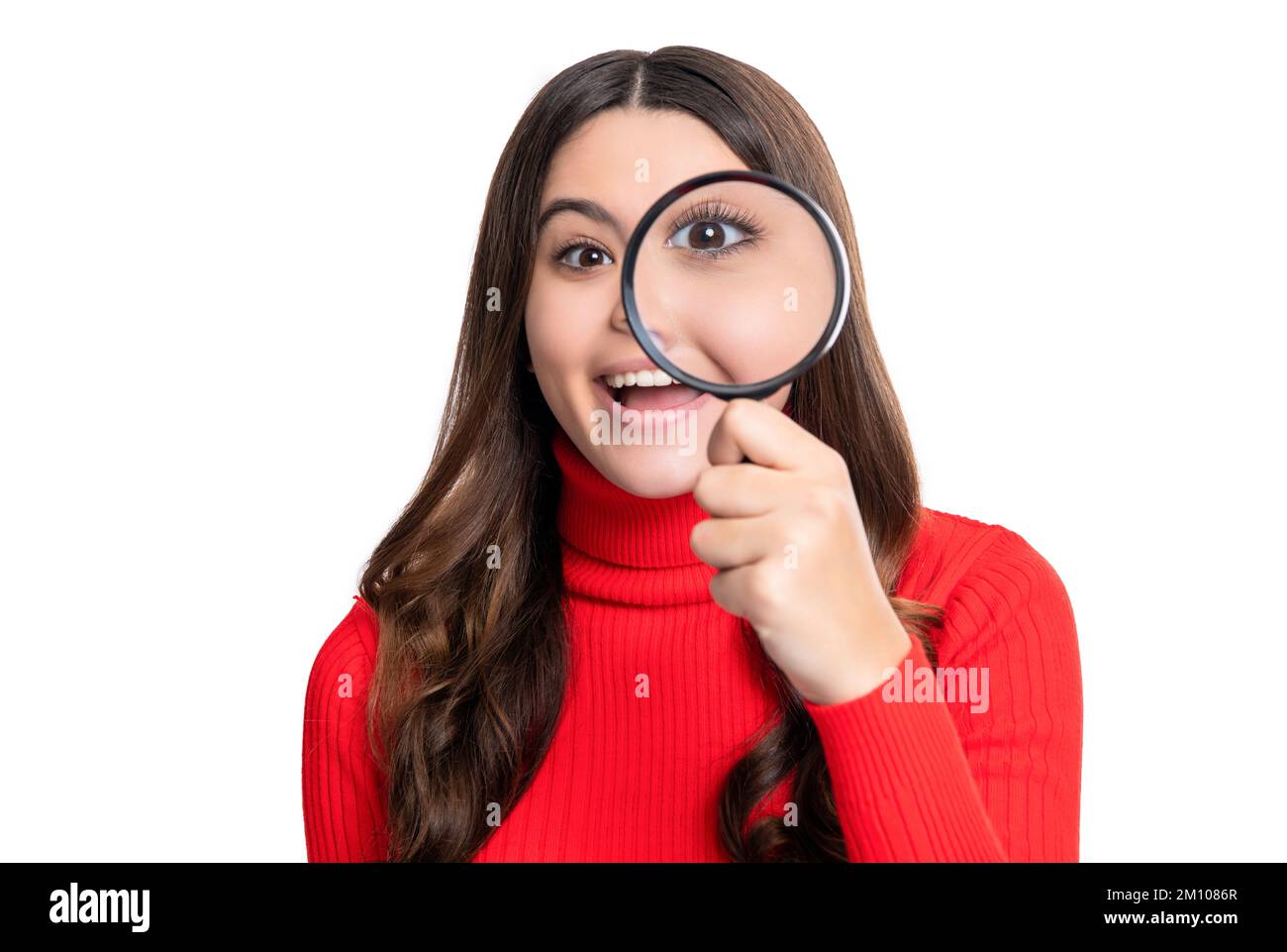 surprised curious teen girl in studio. curious teen girl with ...