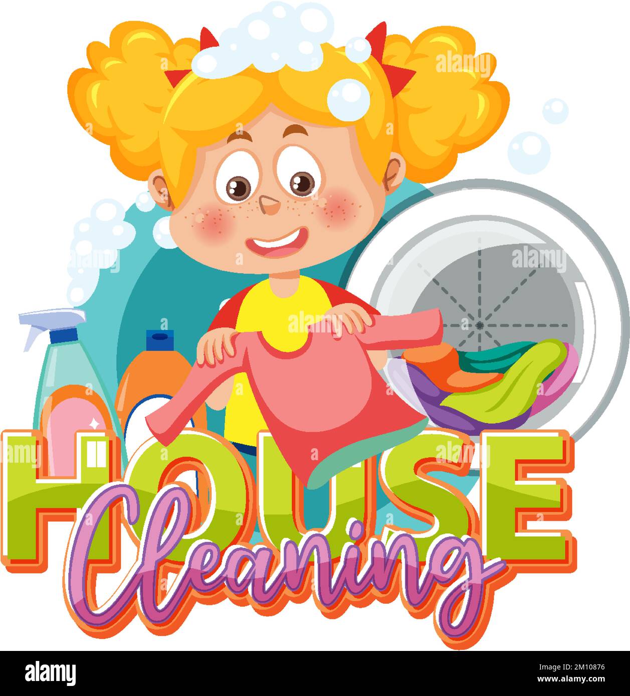 House Cleaning text for banner or poster design illustration Stock ...
