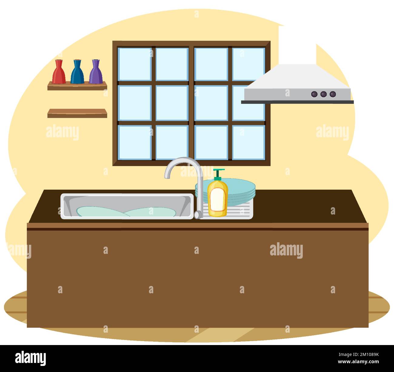 Kitchen sink scene vector illustration Stock Vector Image & Art - Alamy