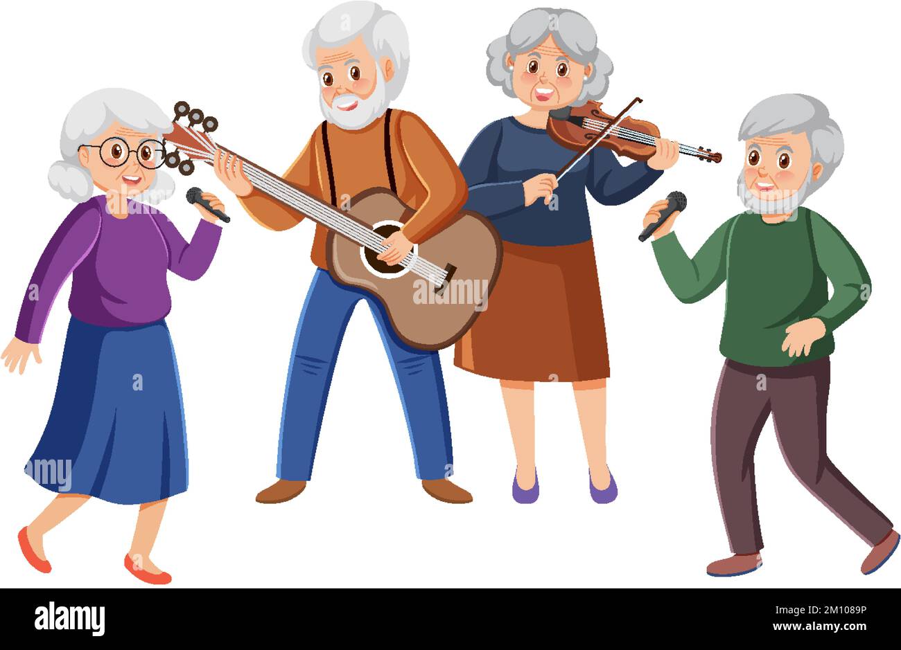 Senior people playing musical instrument illustration Stock Vector ...