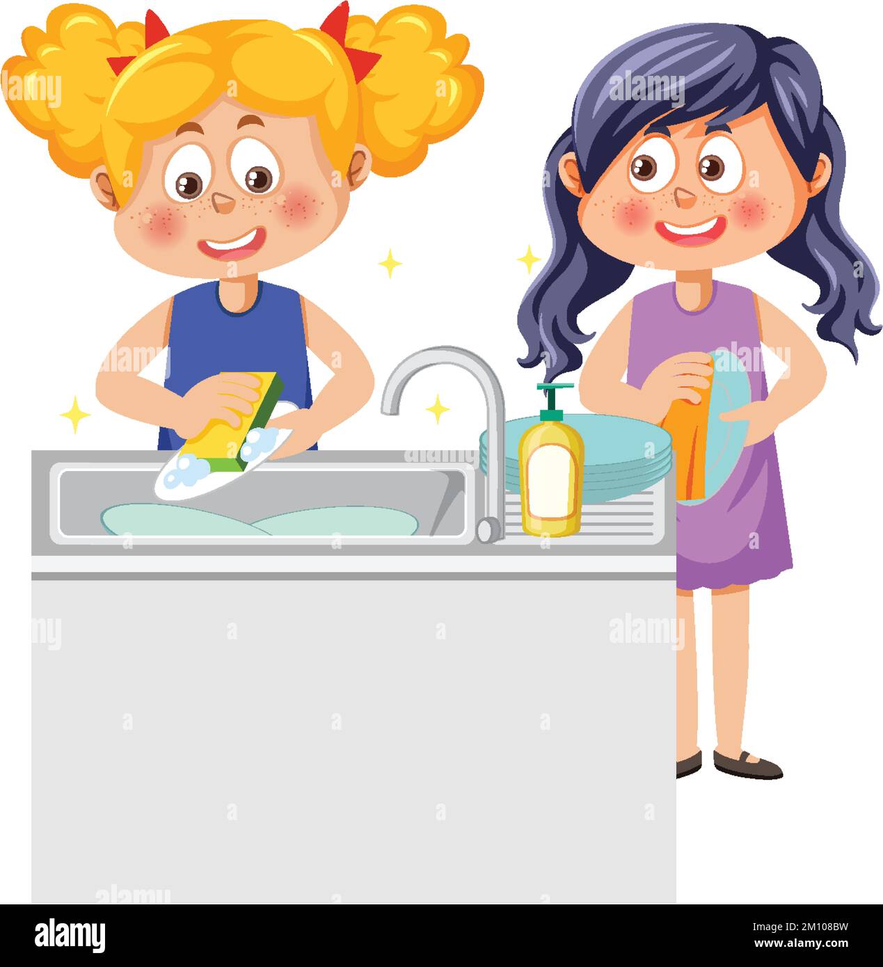 Kids Washing Dishes Clipart