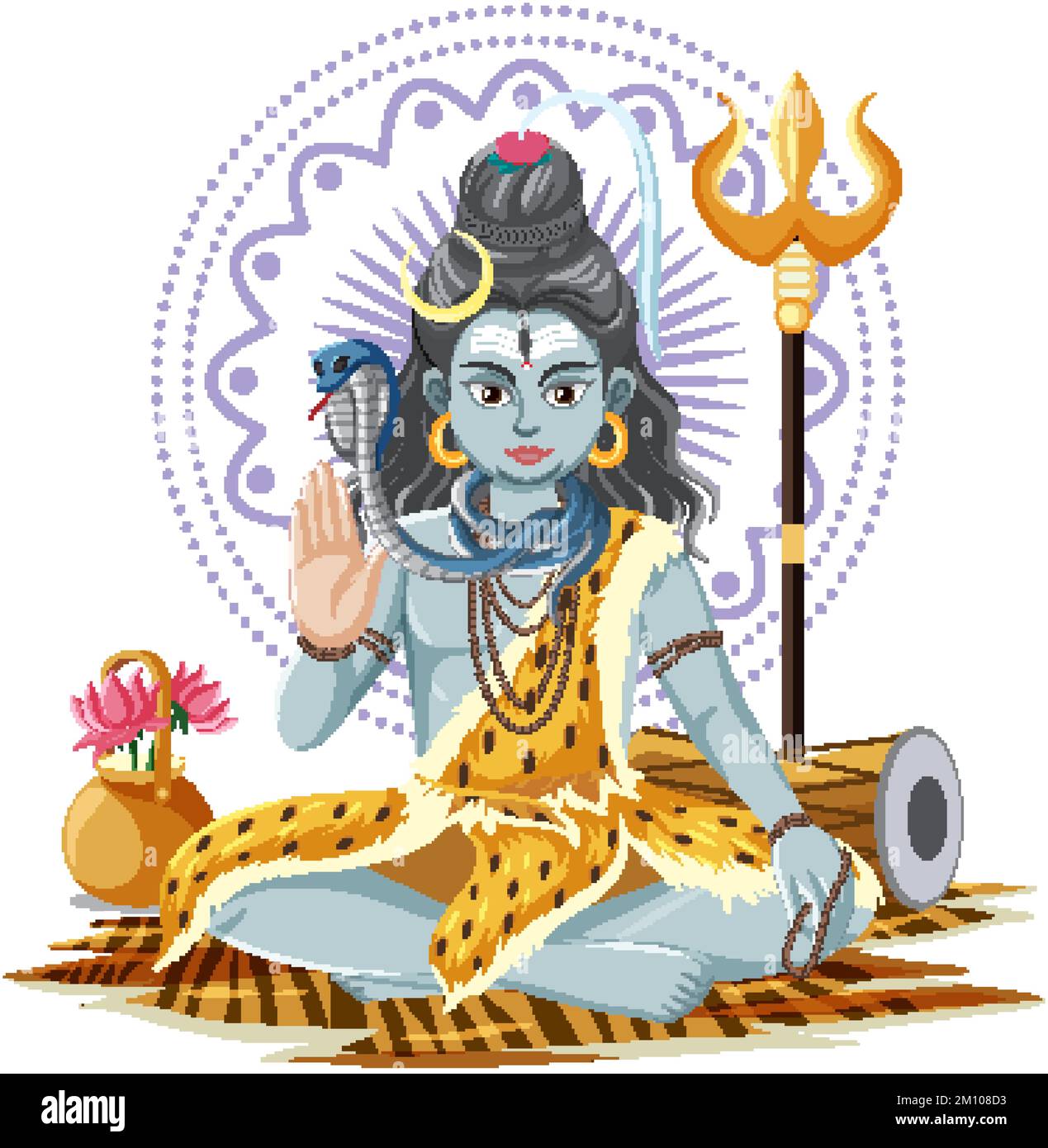 Indian god with snake on white background illustration Stock Vector ...