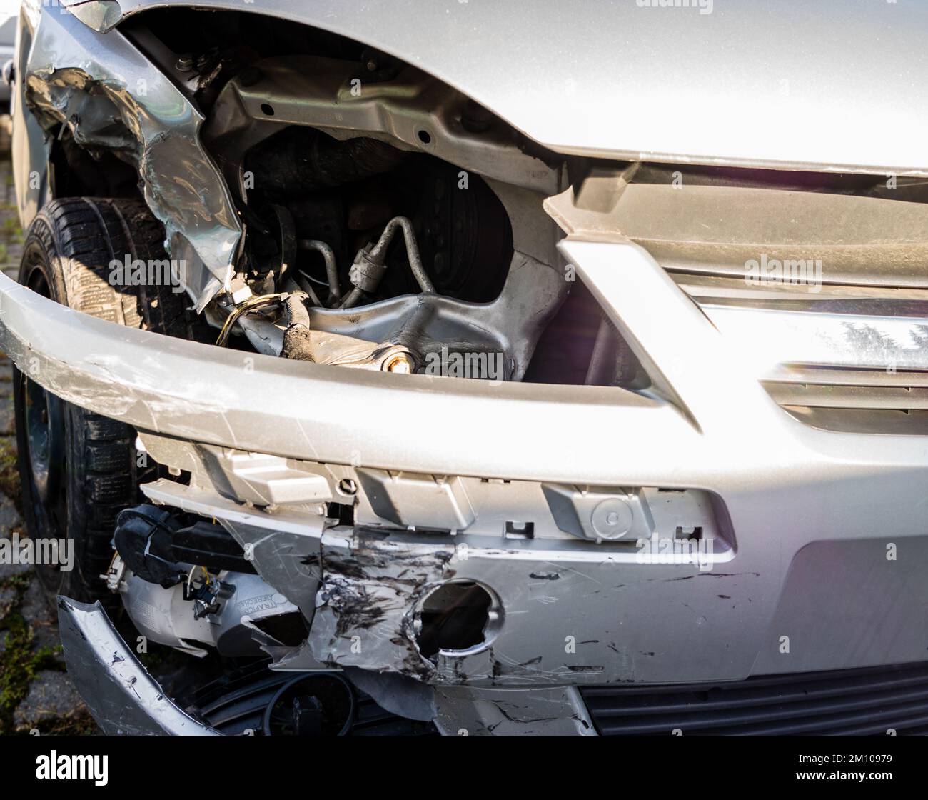 Car front after an accident Stock Photo - Alamy