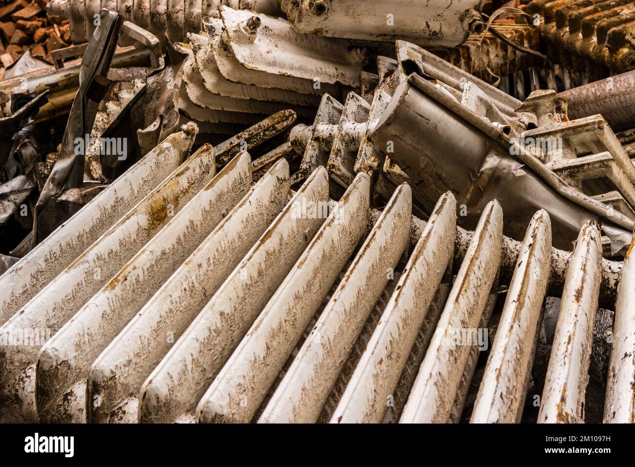 Old radiators for recycling background Stock Photo - Alamy