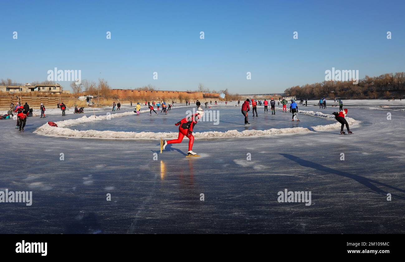 Many citizens enjoyed the fun of skating on the natural ice field ...