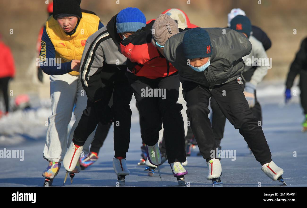 Many citizens enjoyed the fun of skating on the natural ice field ...