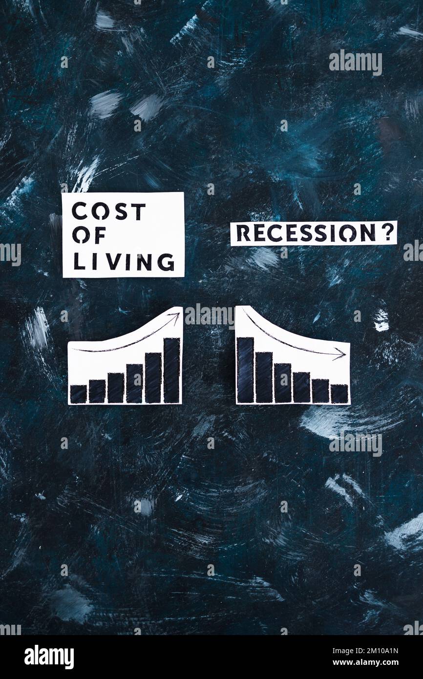 graphs with cost of living going up and economic growth going down due ...