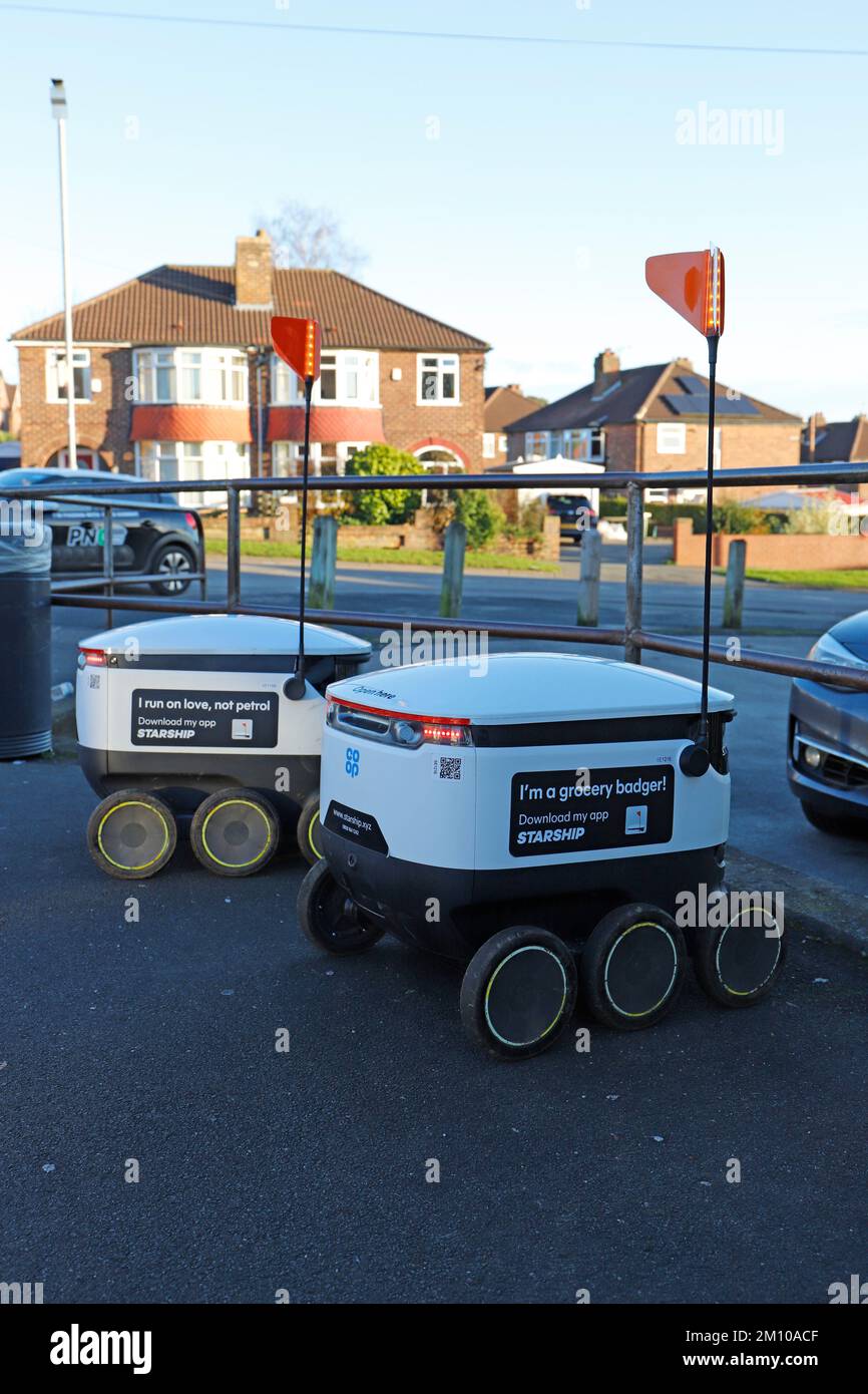 Coop Grocery delivery bots delivering groceries in Adel, Leeds. - A 3 ...
