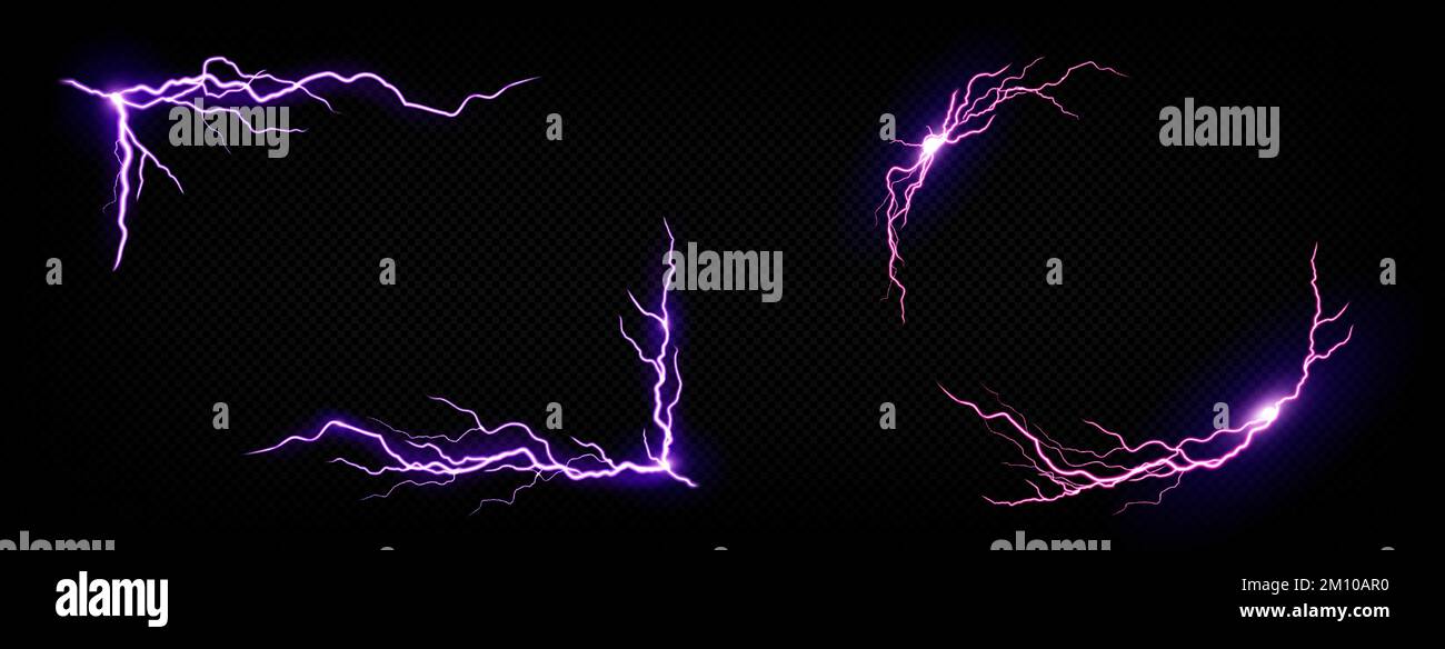 Lightning frames, electric purple thunderbolt rectangular and round ...