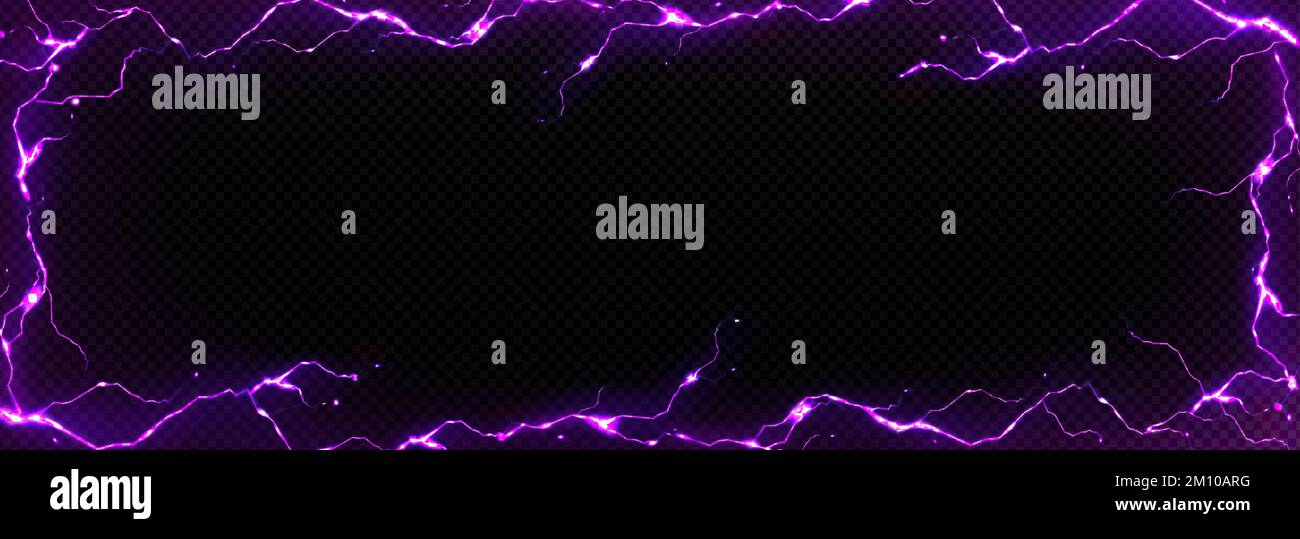 Abstract background with frame of purple lightnings. Poster template ...