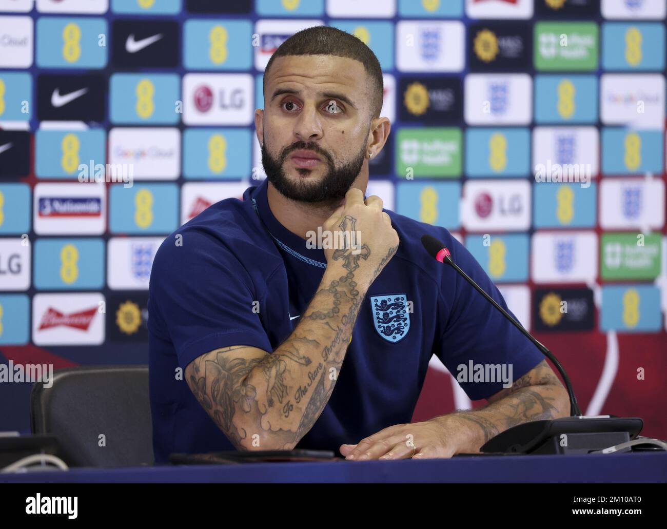 Kyle Walker of England answers to the media during a press conference ...