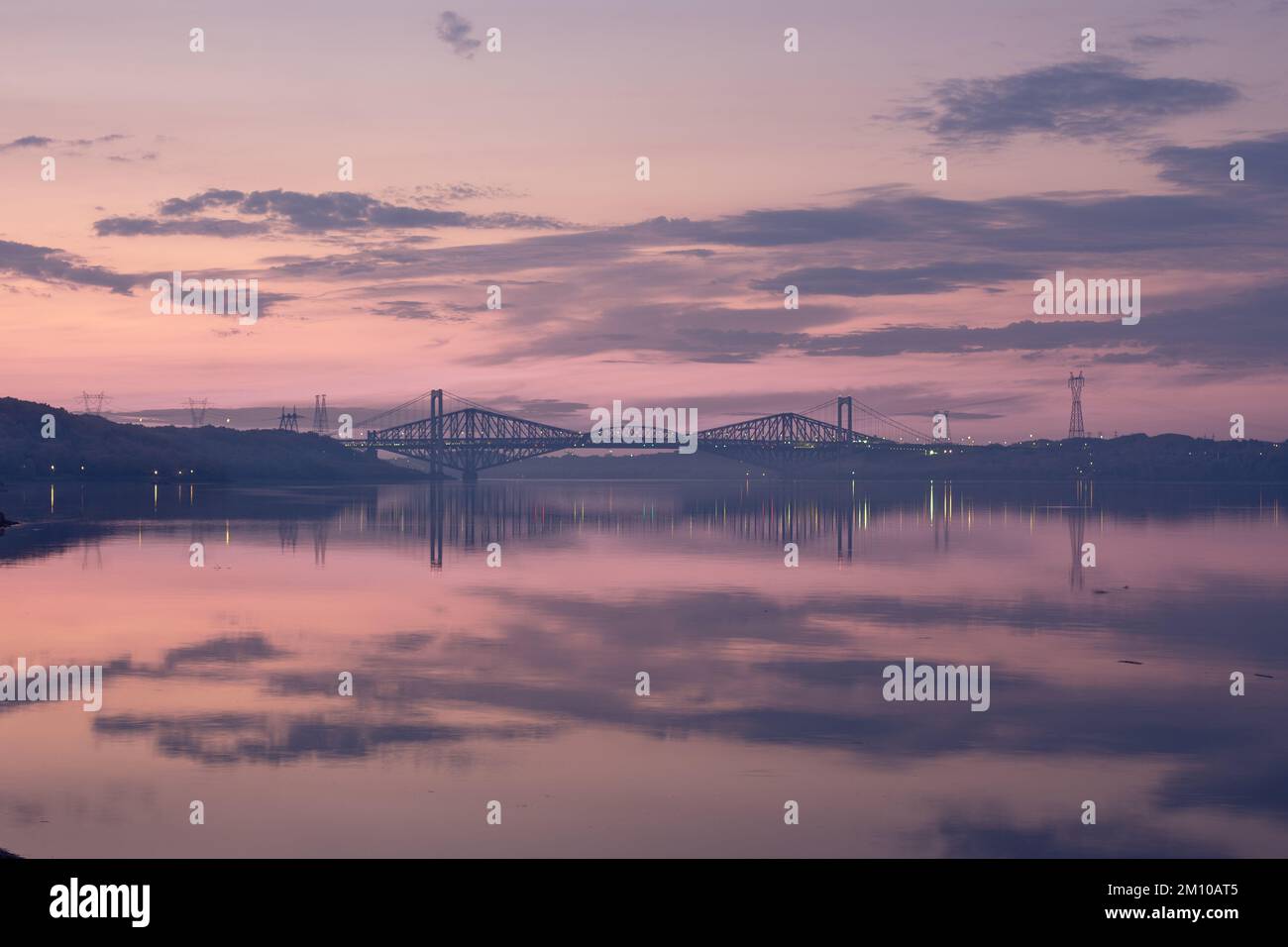 The view of the Quebec City bridges during sunrise. Levis, Canada Stock ...