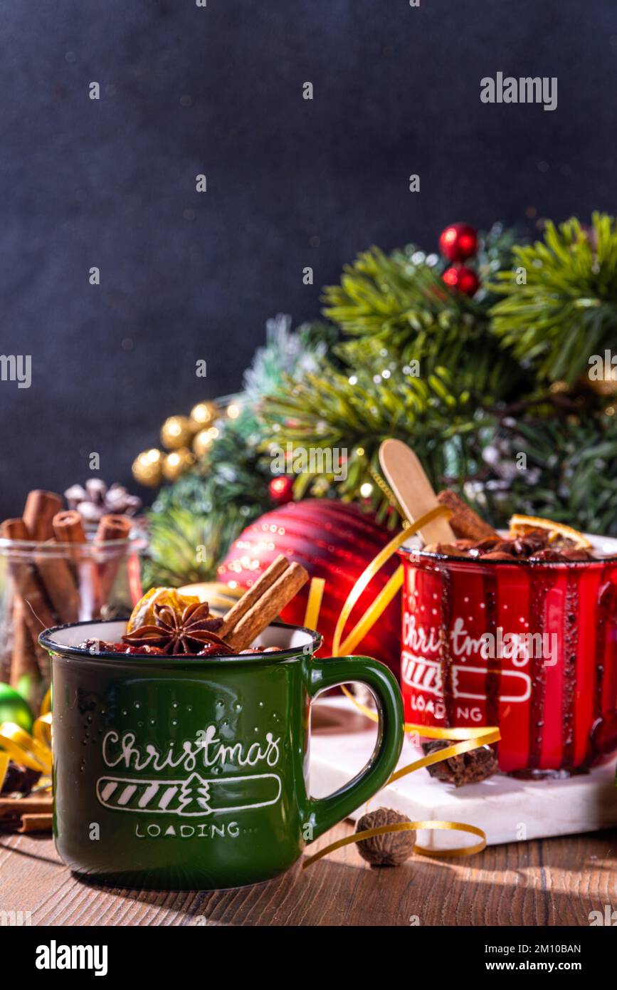Homemade hazelnut hot chocolate, dark winter cocoa drink with a lot of ...