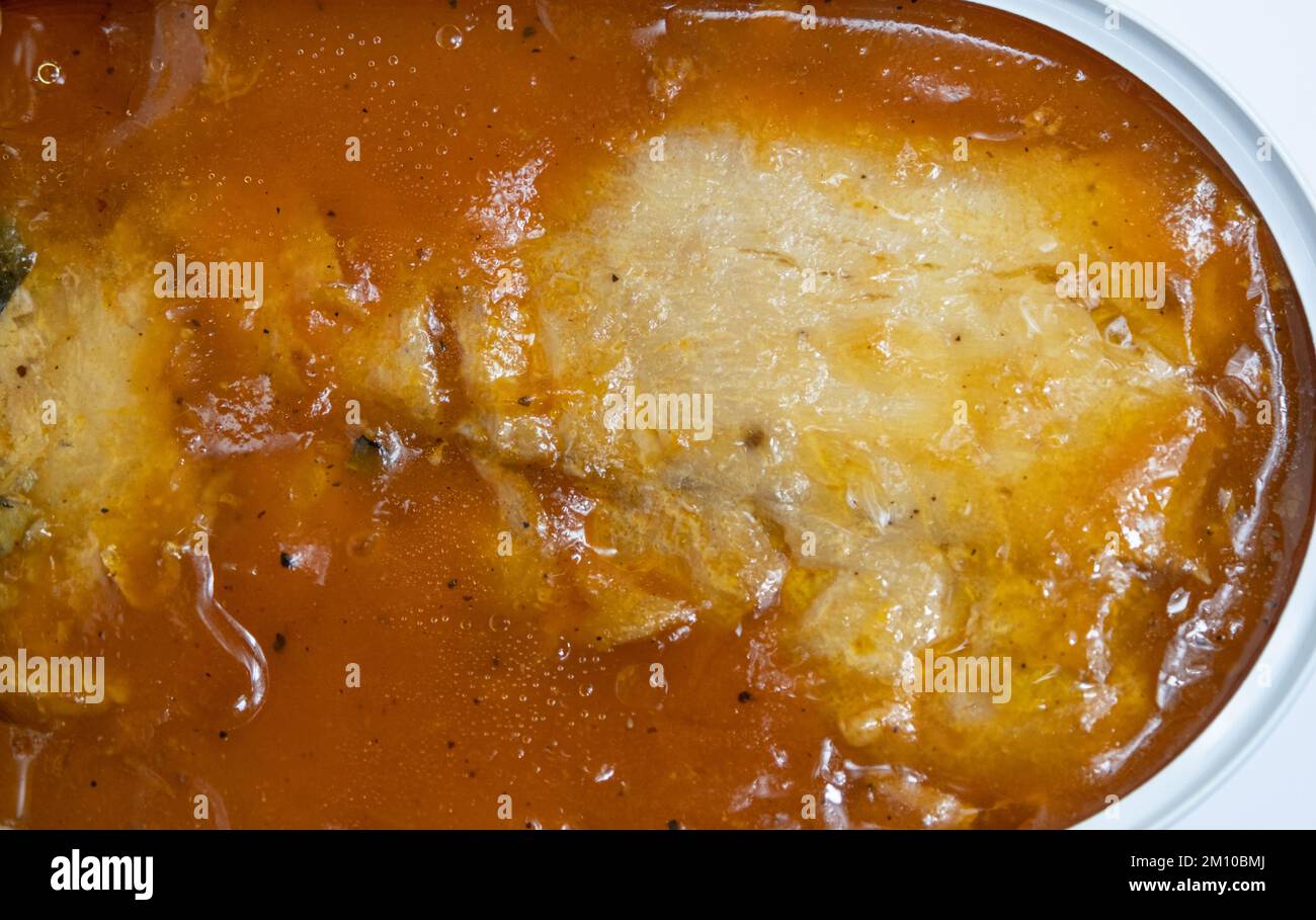 Texture of canned fish in tomato sauce Stock Photo - Alamy