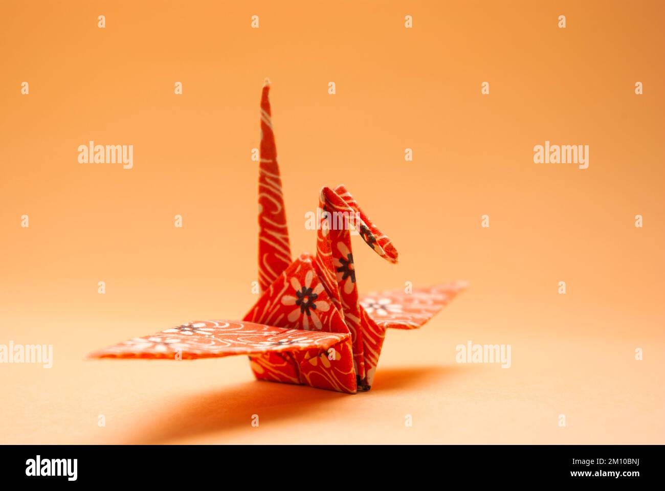 Paper crane traditionally folded according to the Japanese art of ...