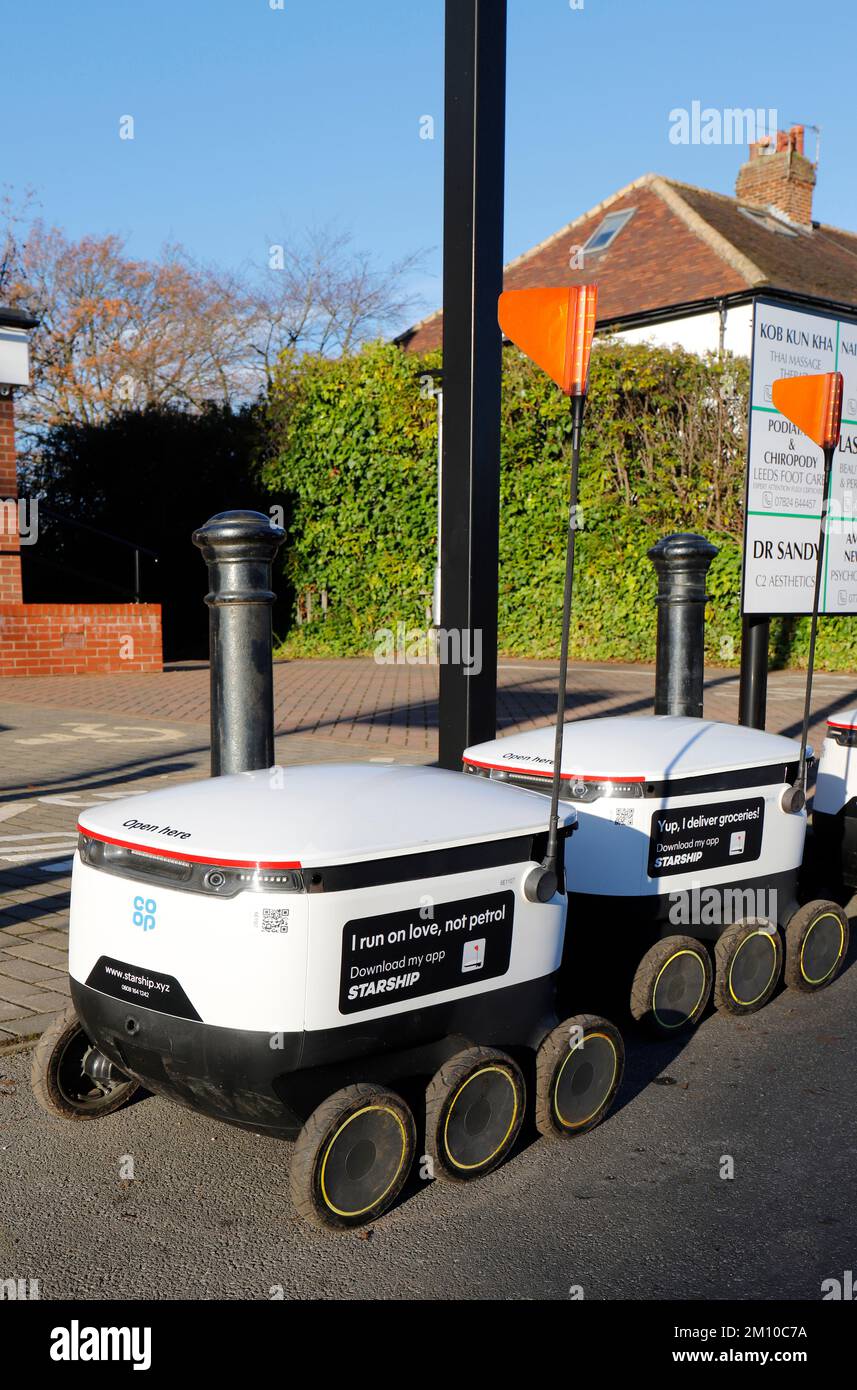 Coop Grocery delivery bots delivering groceries in Adel, Leeds. - A ...