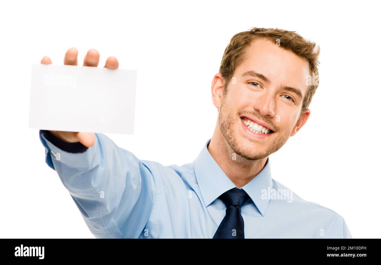 Are you ready for the next step. a young businessman holding a blank ...